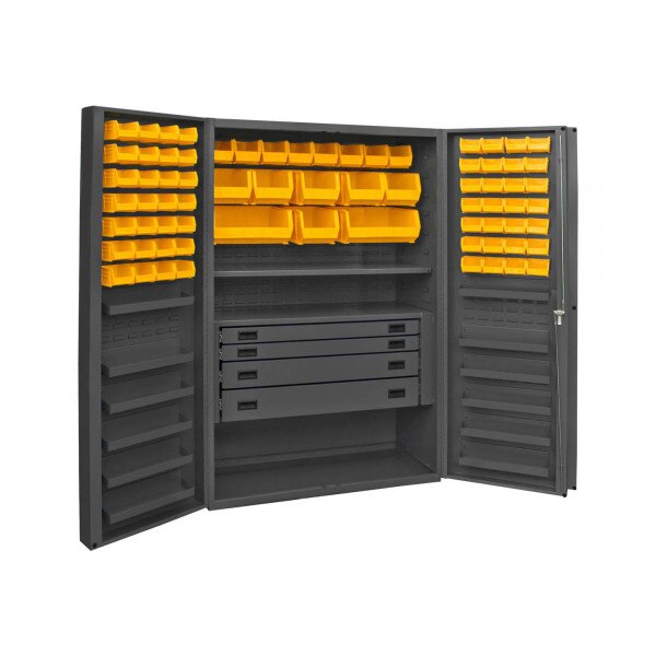 Durham Cabinet, 14 Gauge, 4 Drawer, 1 Shelf, 12 Door Trays, 72 Yellow ...