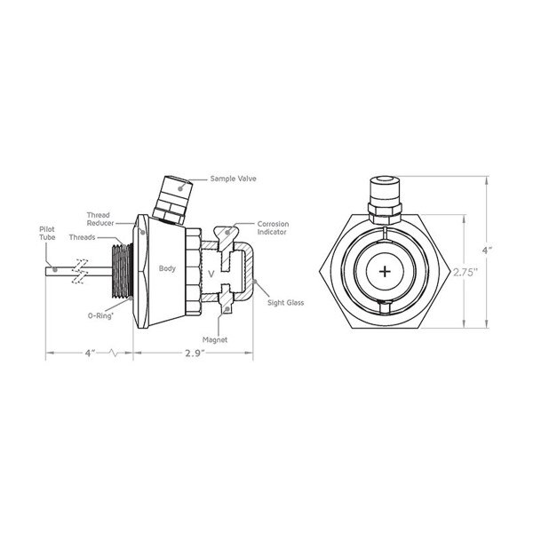 Luneta Pod with 1" NPT Threads, STD Flow Valve, Tritan SG, Magnet, and ...