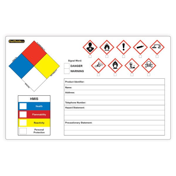 NFPA Fill-in-Label - Adhesive - 5" x 8", Pack of 10 | ForFluids